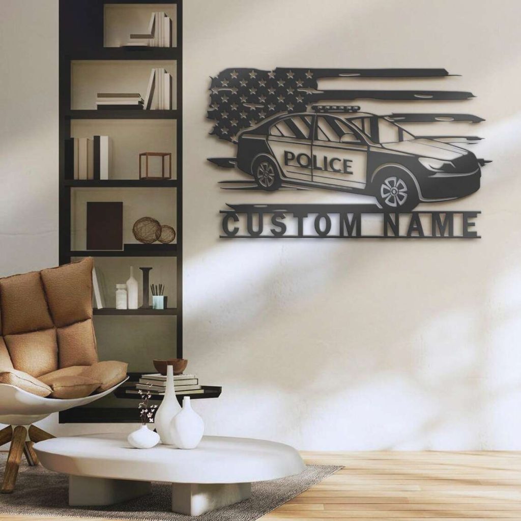 US Police Car Driver Metal Wall Art Custom Laser Cut Metal Signs ...