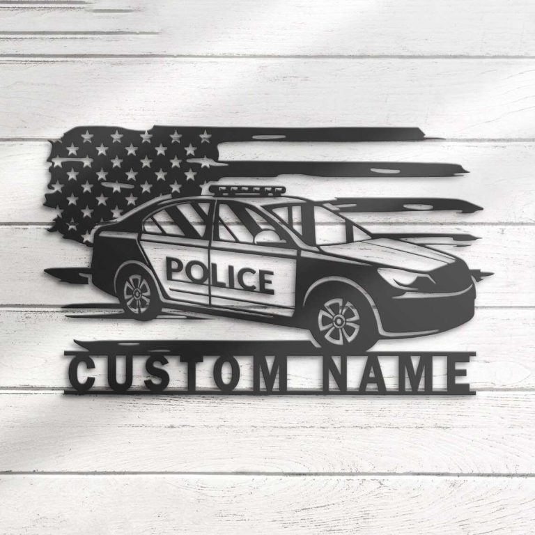 US Police Car Driver Metal Wall Art Custom Laser Cut Metal Signs ...