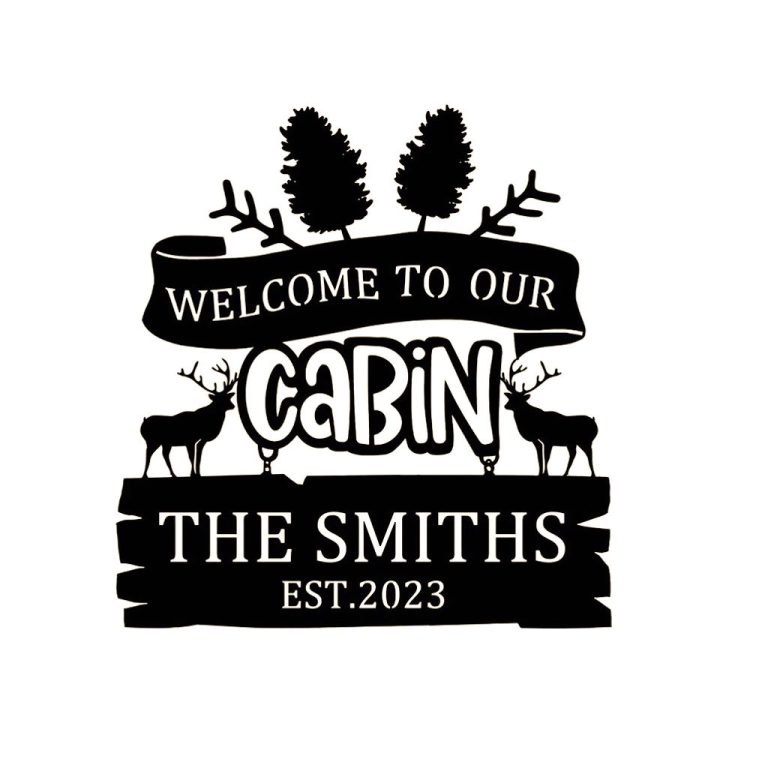 Welcome To Our Cabin Sign Personalized Metal Name Signs Deer Hunting ...
