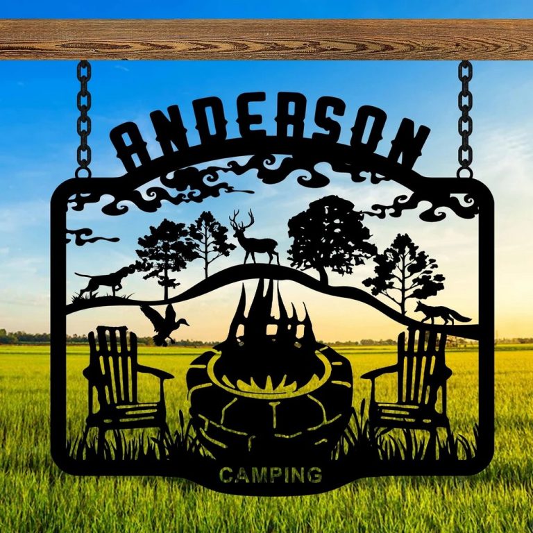 Wild Animals Camping Sign Fire Pit Sign Personalized Metal Name Signs ...