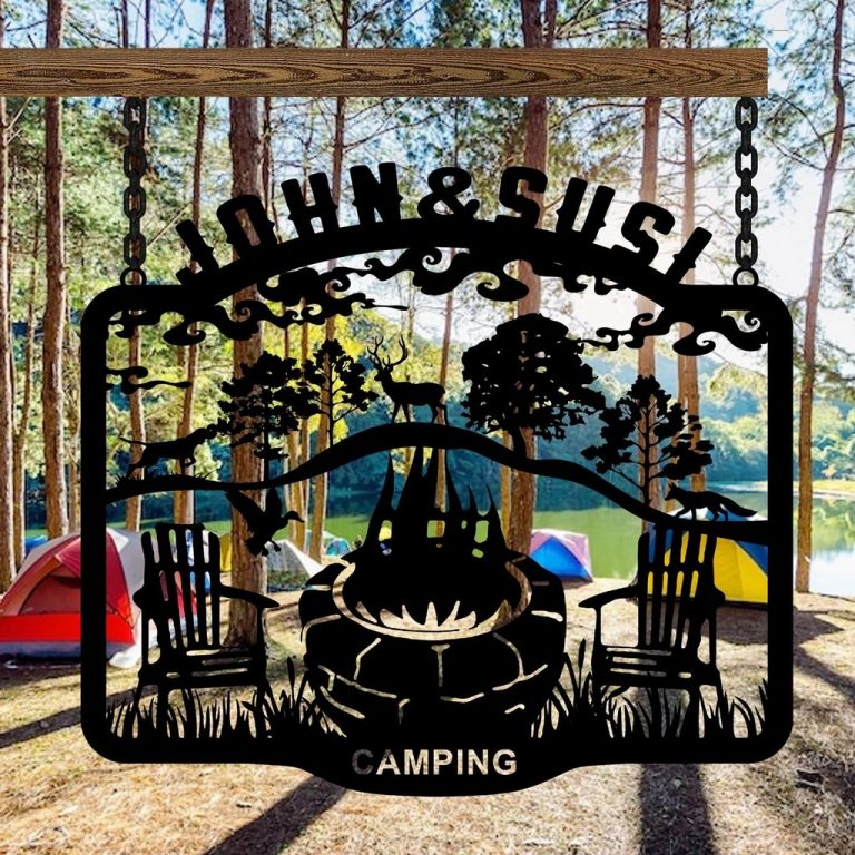 Wild Animals Camping Sign Fire Pit Sign Personalized Metal Name Signs ...