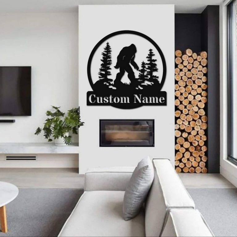 Bigfoot Hiking Metal Art Sasquatch Personalized Family Metal Name Sign ...