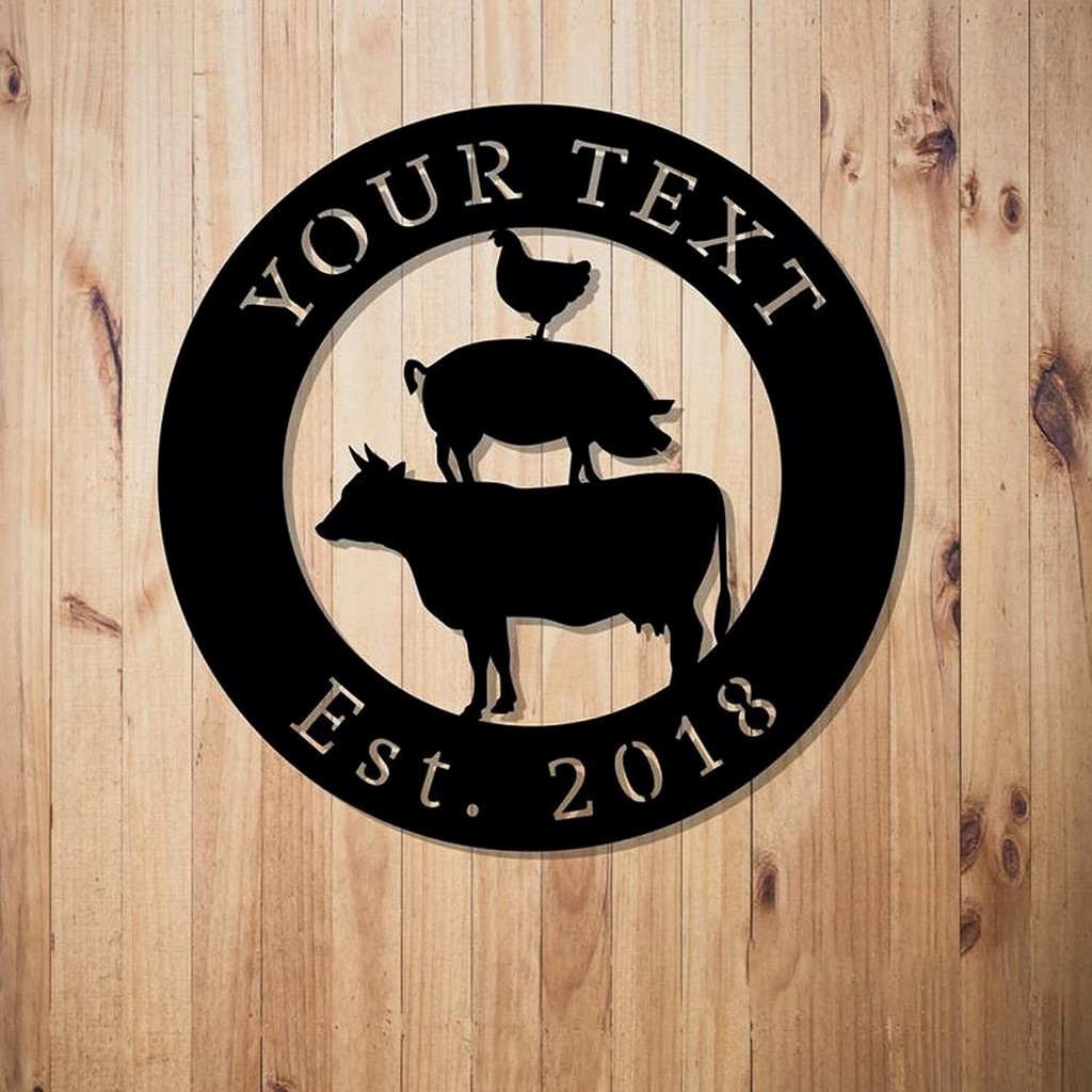 Gifts For Farmers Metal Farm Sign Custom Farm Sign Cow Door Sign Cattle ...