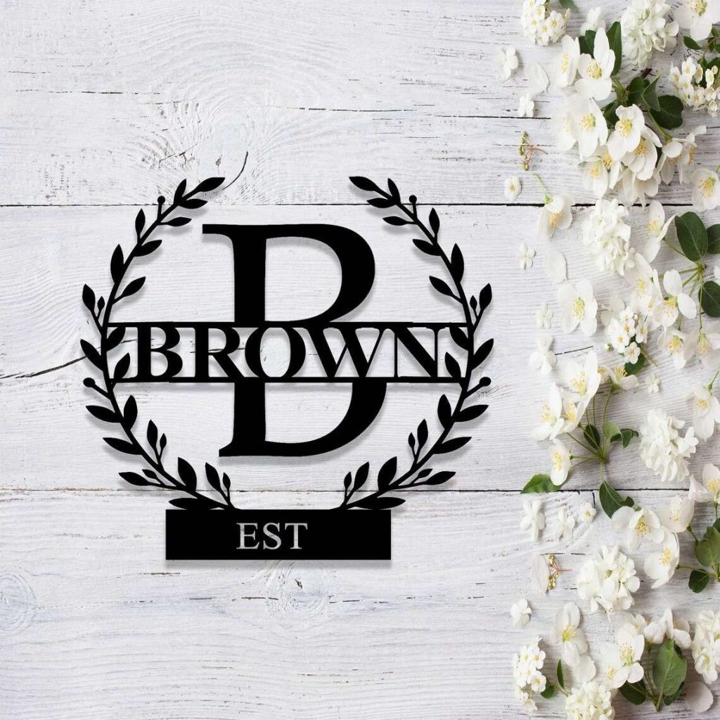 Custom Metal Last Name Sign Monogram Letter Sign Family Name ...