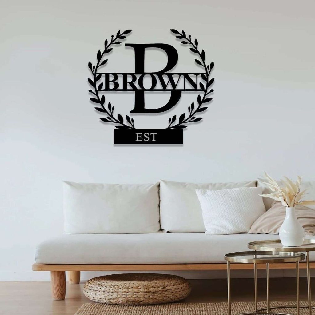 Custom Metal Last Name Sign Monogram Letter Sign Family Name ...