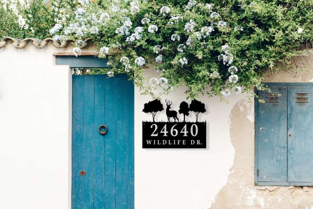 Deer Wildlife Custom Metal Address Sign Custom Address Plaque, Mountain ...