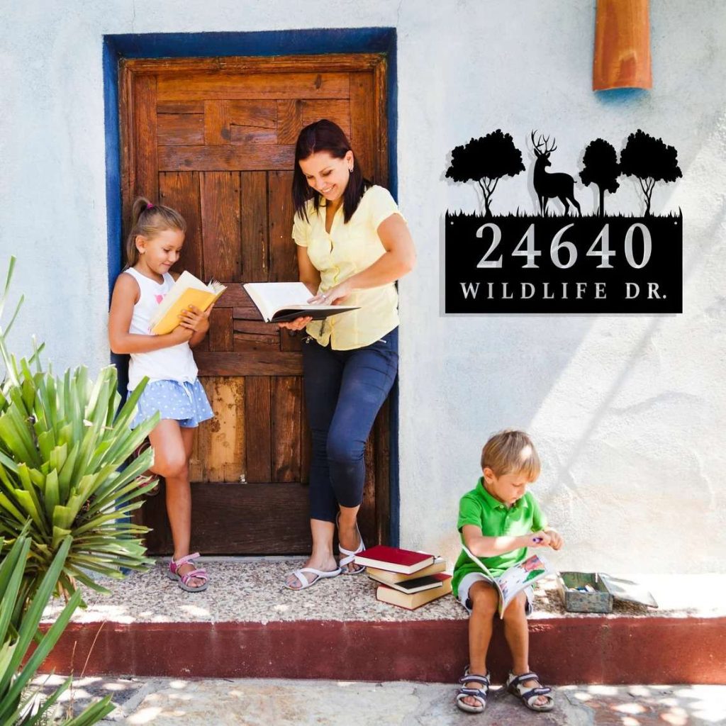 Deer Wildlife Custom Metal Address Sign Custom Address Plaque, Mountain ...