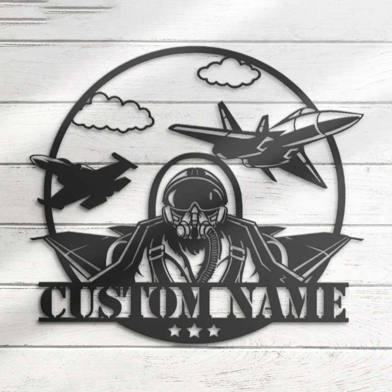 Fighter Jet Pilot Metal Military Signs Aircraft Air Force Name Sign ...