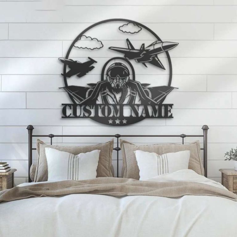 Fighter Jet Pilot Metal Military Signs Aircraft Air Force Name Sign ...
