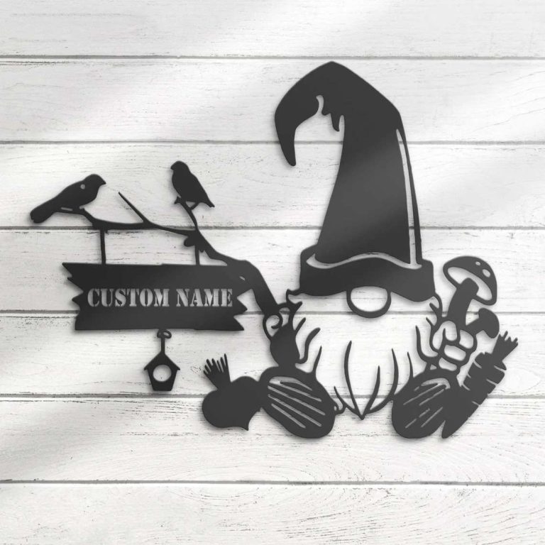 Garden Gnome Metal Wall Art Garden Signs For Decoration House Number ...