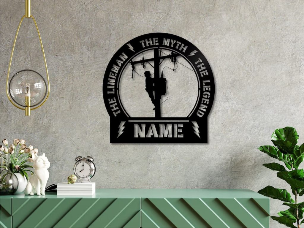 Lineman Metal Art Wall Decor, Custom Lineman Name Sign, The Lineman The ...