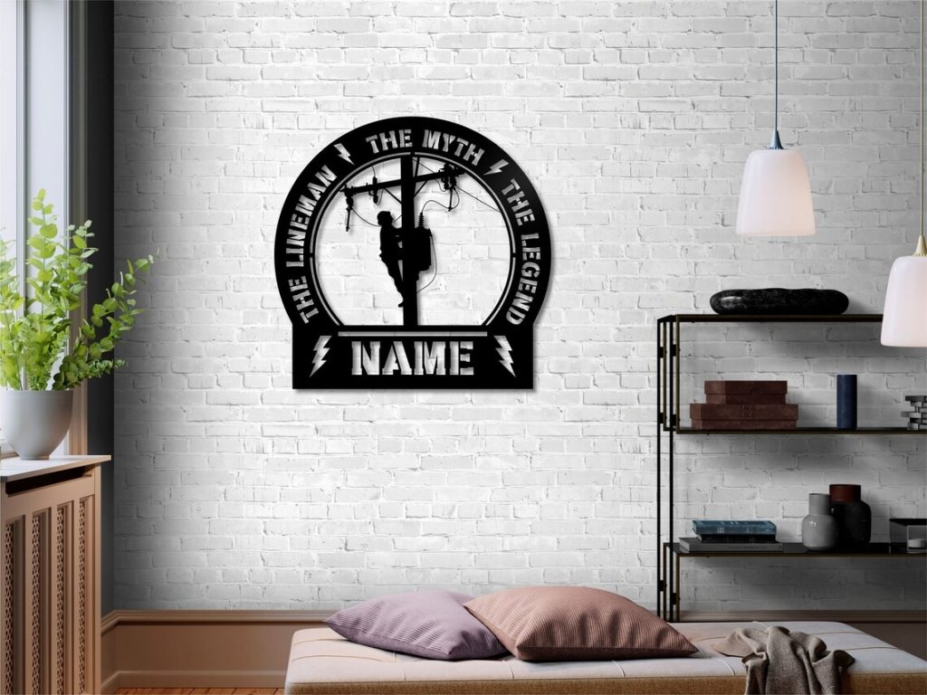 Lineman Metal Art Wall Decor, Custom Lineman Name Sign, The Lineman The ...