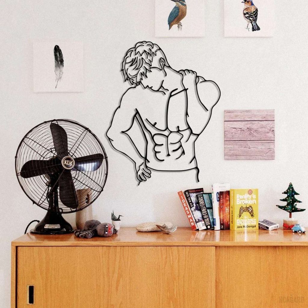 Muscular Man Metal Line Art Minimalist Wall Art Bedroom Decor - Custom ...