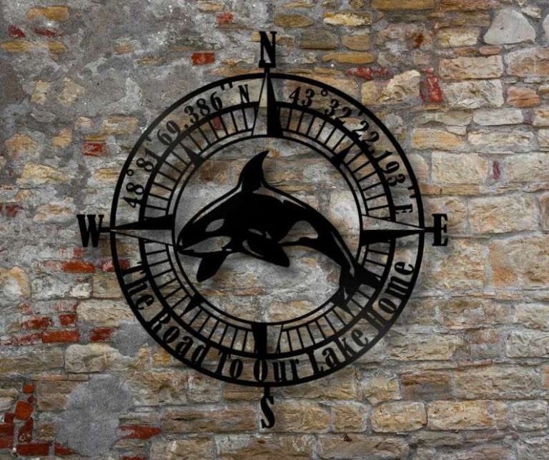 Orca Wall Art Personalized Metal Signs Coordinates Compass Metal Sign ...