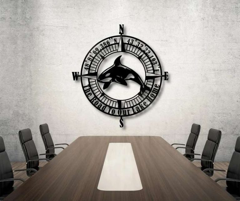 Orca Wall Art Personalized Metal Signs Coordinates Compass Metal Sign ...