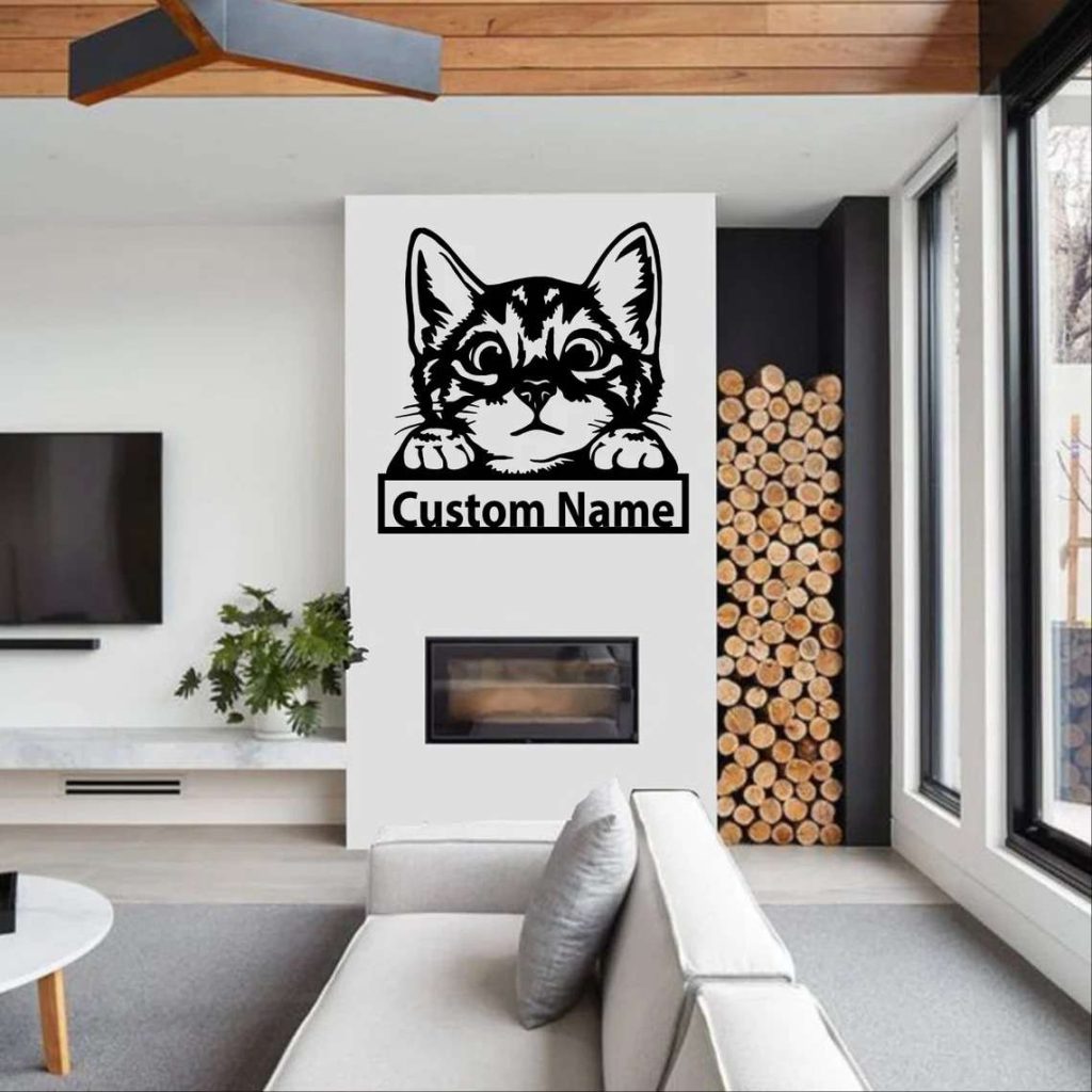 Personalized Cute Cat Metal Sign Cat Decor Gift for Cat Lover - Custom ...