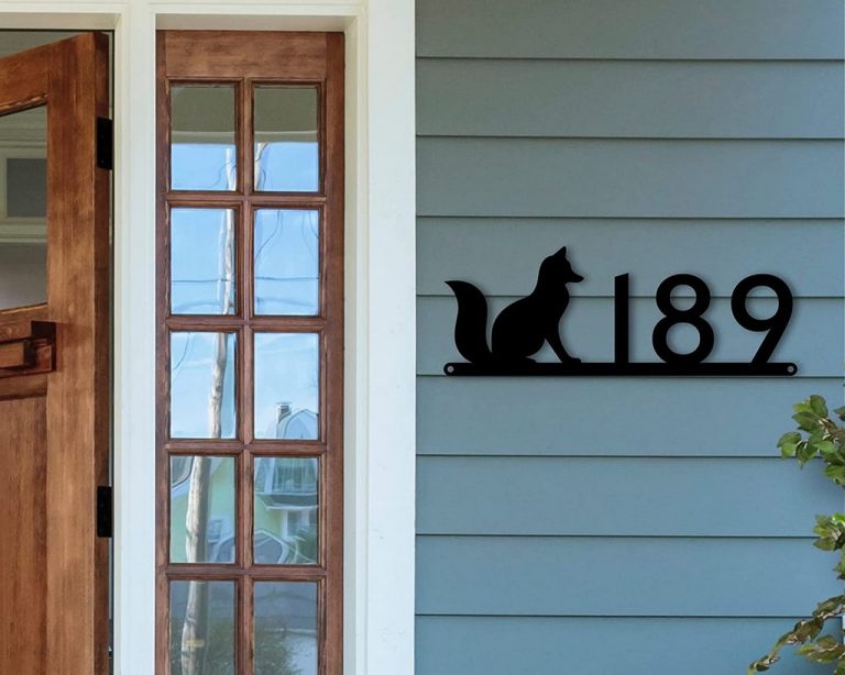 Personalized Fox House Number Metal Sign Custom Address Sign Fox Art ...