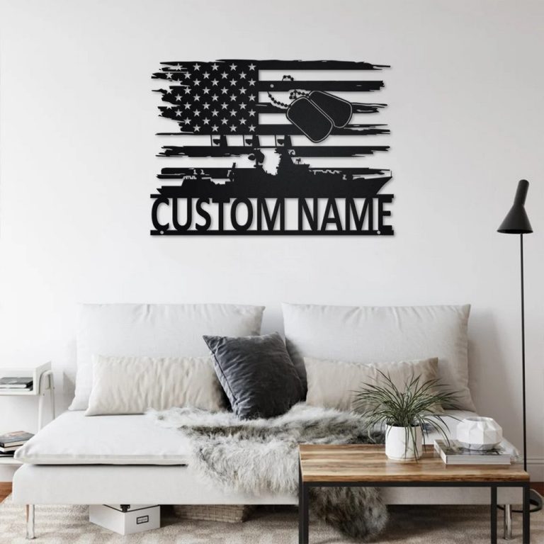 US Navy Veteran Metal Wall Art Personalized Metal Name Sign US Flag ...