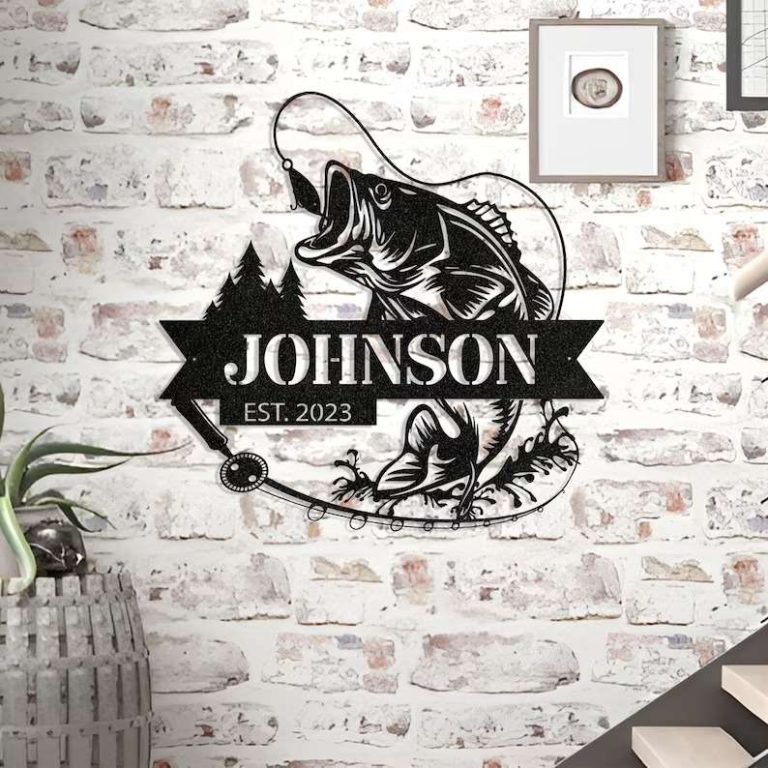Bass Fishing Sign Personalized Fishing Metal Sign - Custom Laser Cut ...