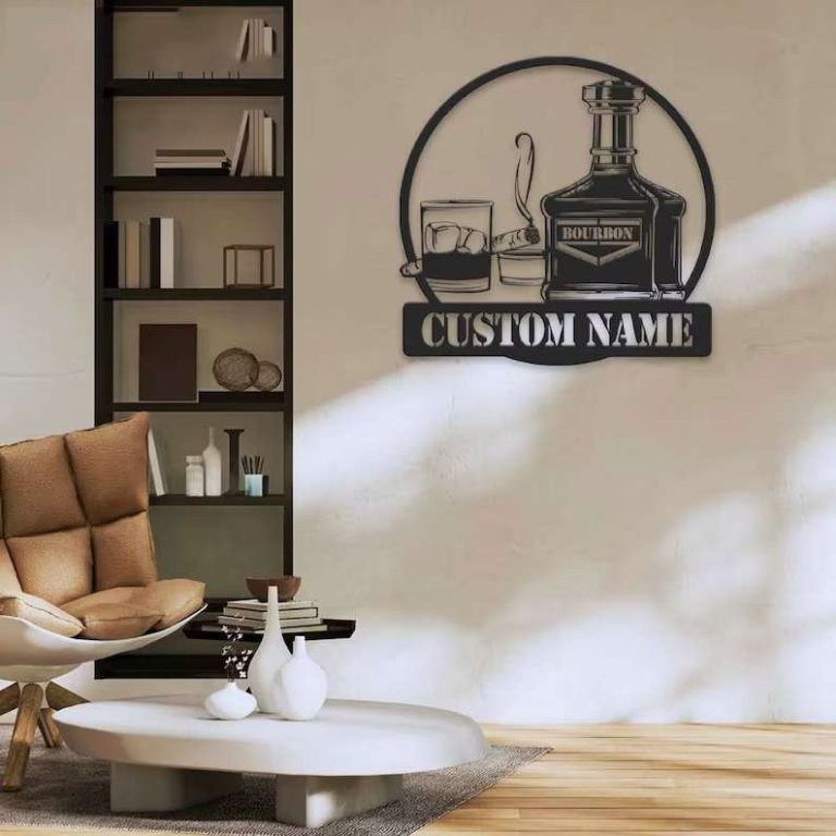 Custom Bourbon Cigar Smoking Bar Pub Sign Wall Art Metal Sign Cocktail ...