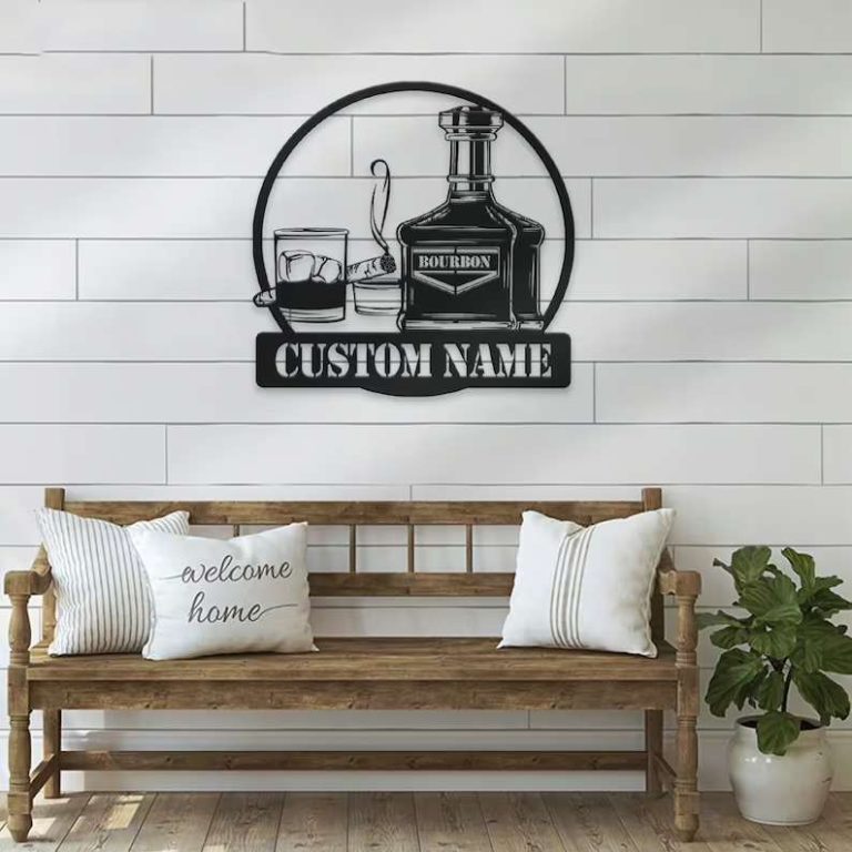 Custom Bourbon Cigar Smoking Bar Pub Sign Wall Art Metal Sign Cocktail ...