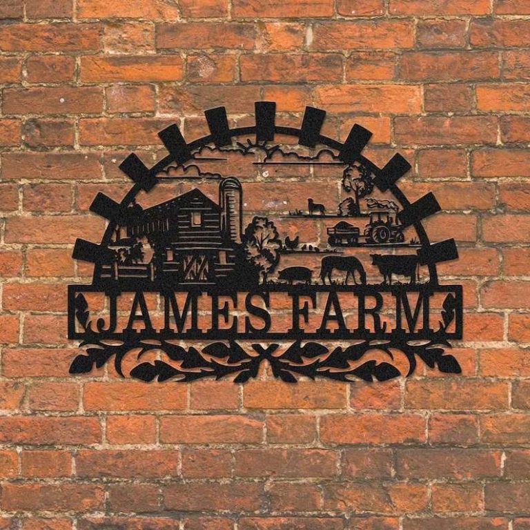 Custom Countryside Scene Farmhouse Cattle Afcultures Metal Name Sign ...