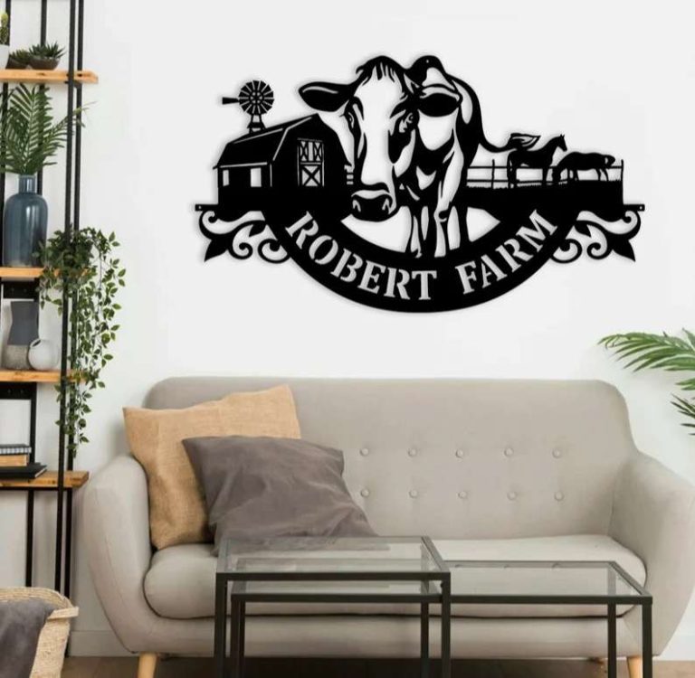 Custom Cow Farmhouse Farm Metal Cow Sign - Custom Laser Cut Metal Art ...