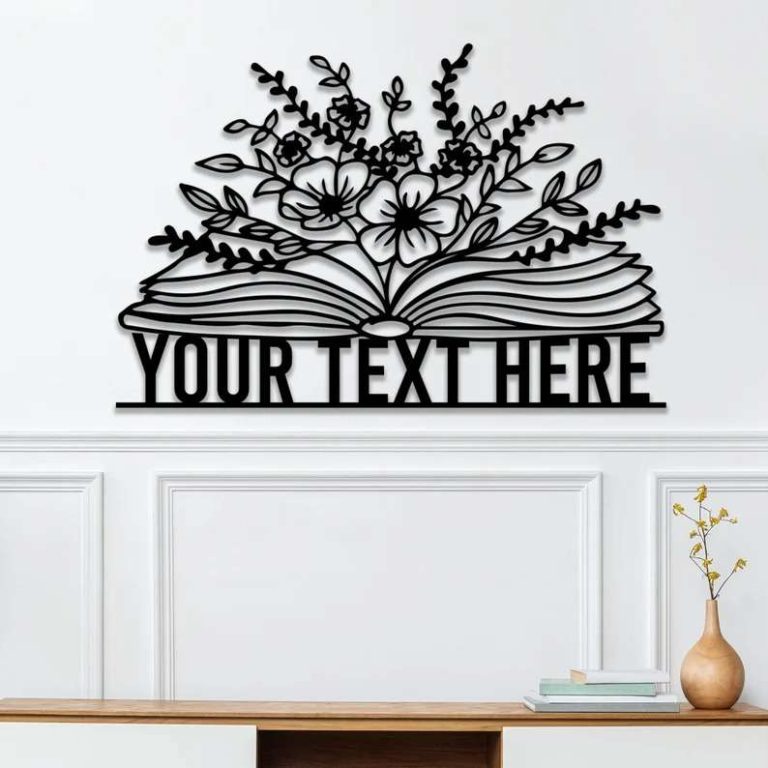 Custom Floral Book Reading Sign Book and Flowers Wall Art Gift For ...