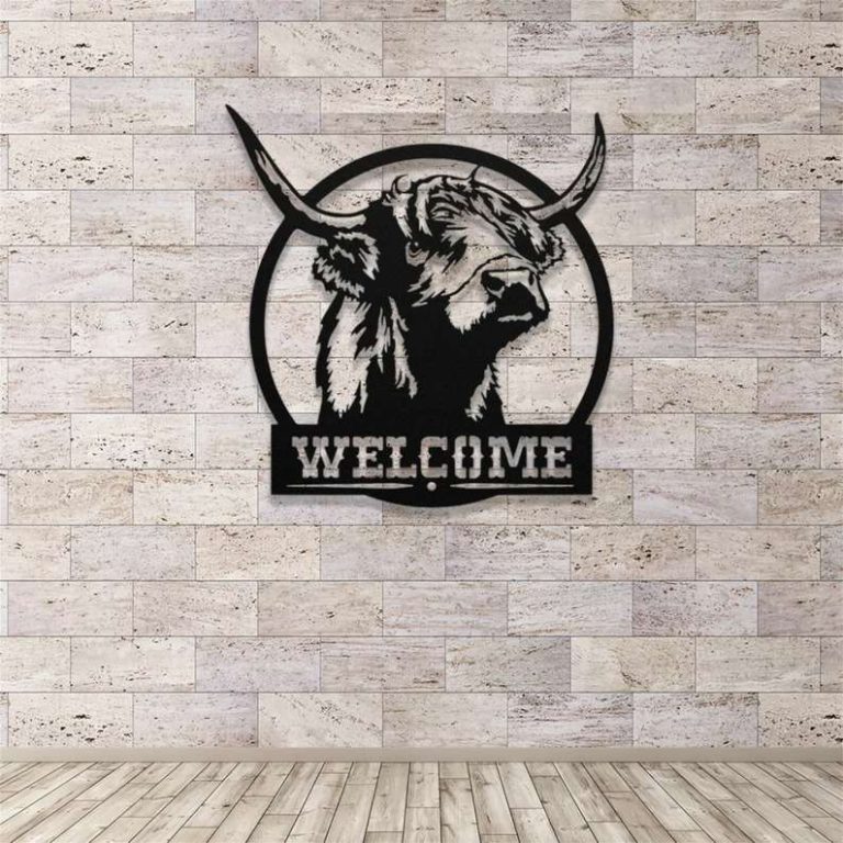 Custom Highland Cow Farm Farmhouse Metal Cow Sign Gift For Farmer ...