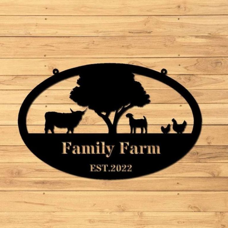Personalized Metal Farm Sign Outdoor Farm Decor with Chicken, Cow, Barn ...