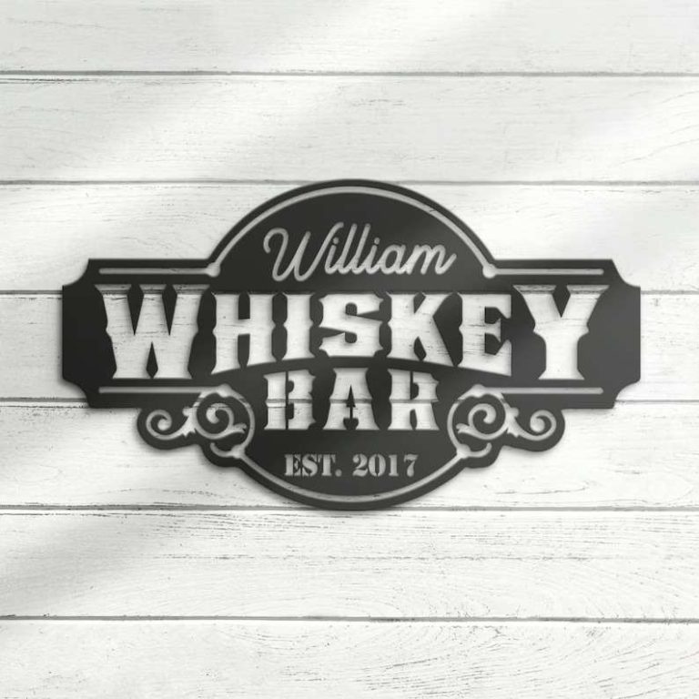 Home Pub Whiskey Bar Metal Wall Art Bourbon Cocktail Drinking Name Sign ...