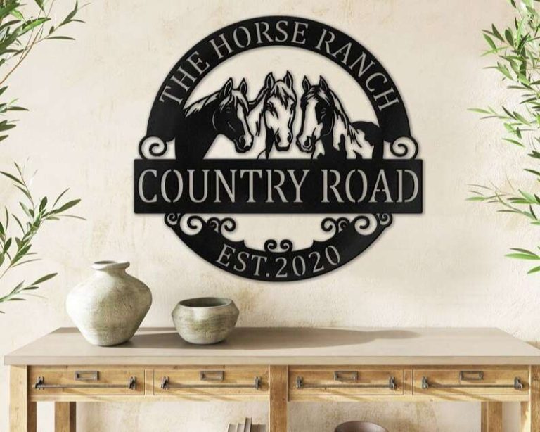 Metal Horse Ranch Sign Country Road Domestic Farmhouse Personalized ...