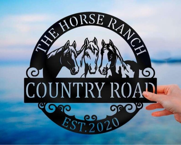 Metal Horse Ranch Sign Country Road Domestic Farmhouse Personalized ...
