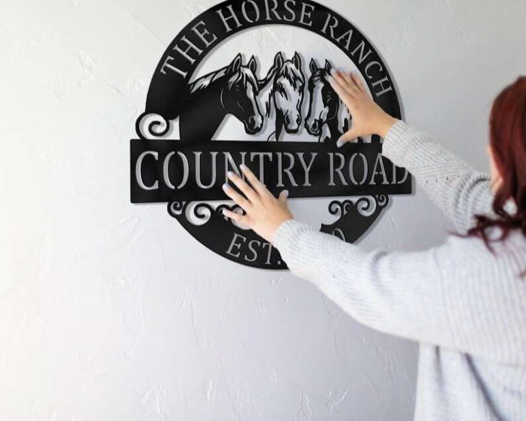 Metal Horse Ranch Sign Country Road Domestic Farmhouse Personalized ...