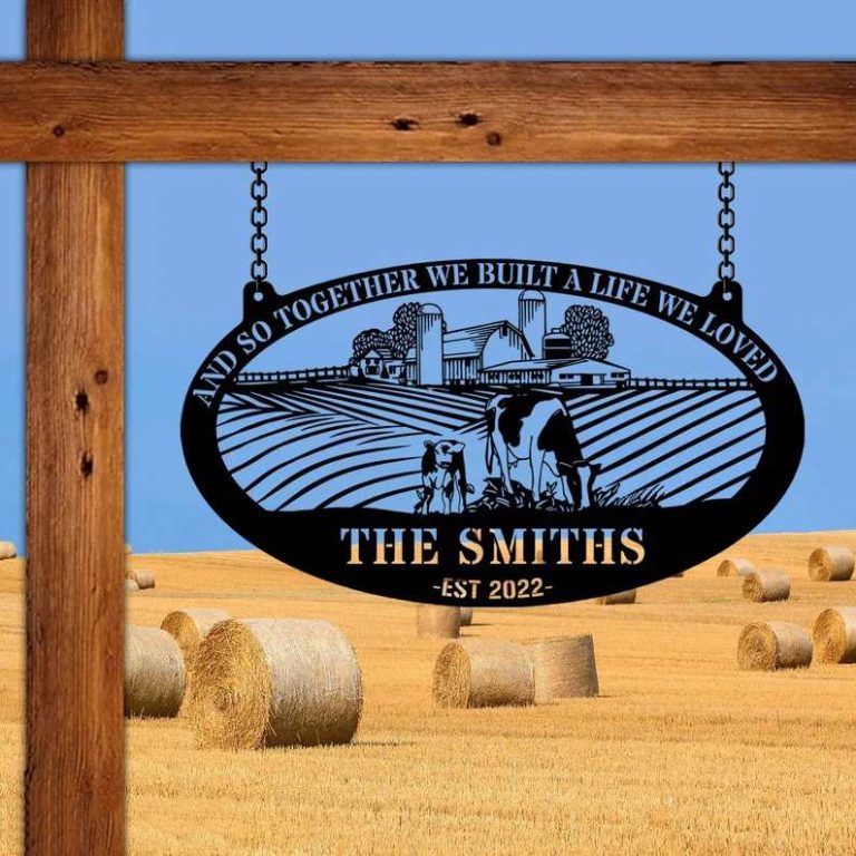 Personalized Dairy Cow And Calf Eating Cattle Farm Decor Metal Sign ...