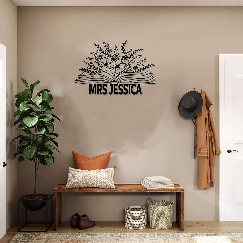 Personalized Name Book With Flowers Reading Sign Book Lover Sign ...