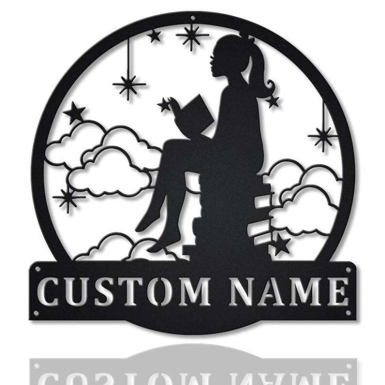 Personalized Reading Girl Reading Sign Book Lover Home Decor - Custom ...