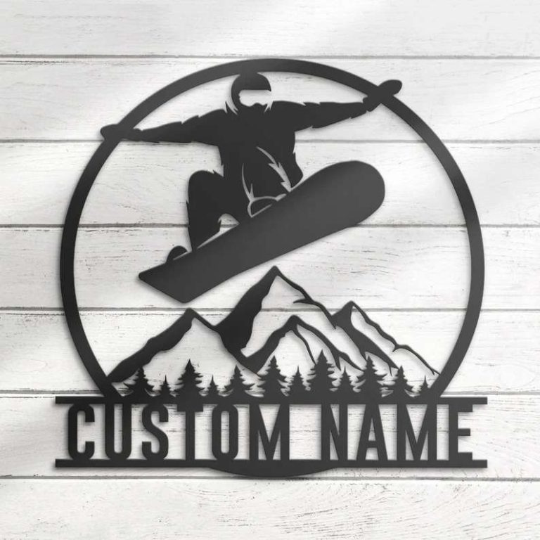 Personalized Snowboarding Sign Snowboarder Mountain Winter Metal Sign ...