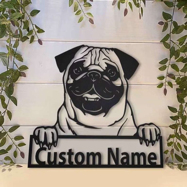 Pug Dog Metal Wall Art Dog Lover Personalized Metal Sign - Custom Laser ...