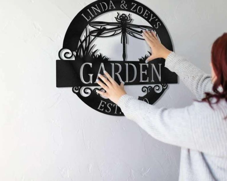 Tropical Dragonfly Garden Monogram Art Personalized Garden Metal Sign ...