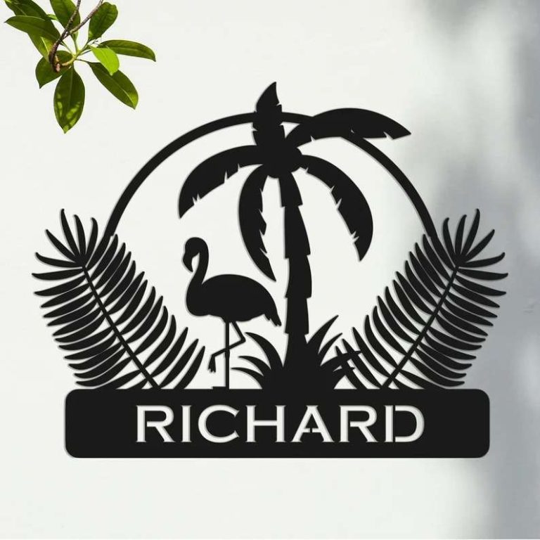 Custom Beach House Sign Outdoor Metal Wall Art Flamingo Sign Beach ...
