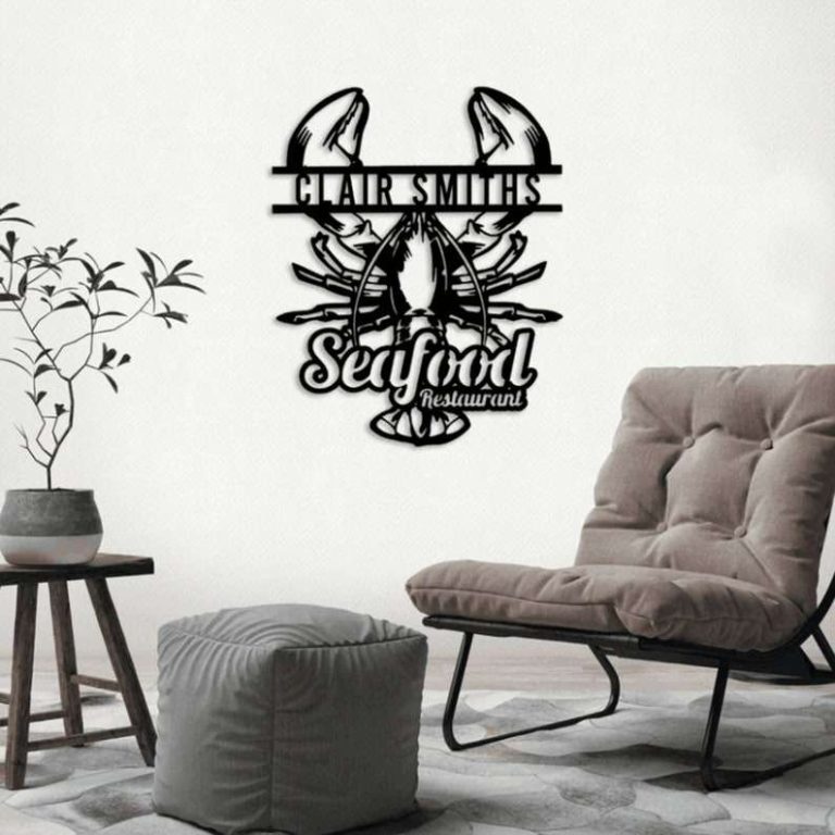 Custom Lobster Seafood Restaurant Metal Sign Crayfish Name Sign Home ...