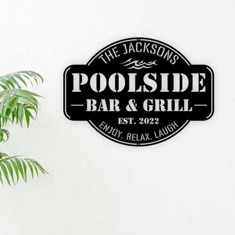 Custom Poolside Bar And Grill Metal Sign BBQ Sign Pool Bar Sign Tiki ...