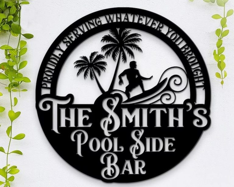 Customized Pool Bar Signs Backyard Bar Pool Metal Outdoor Surfing Beach ...