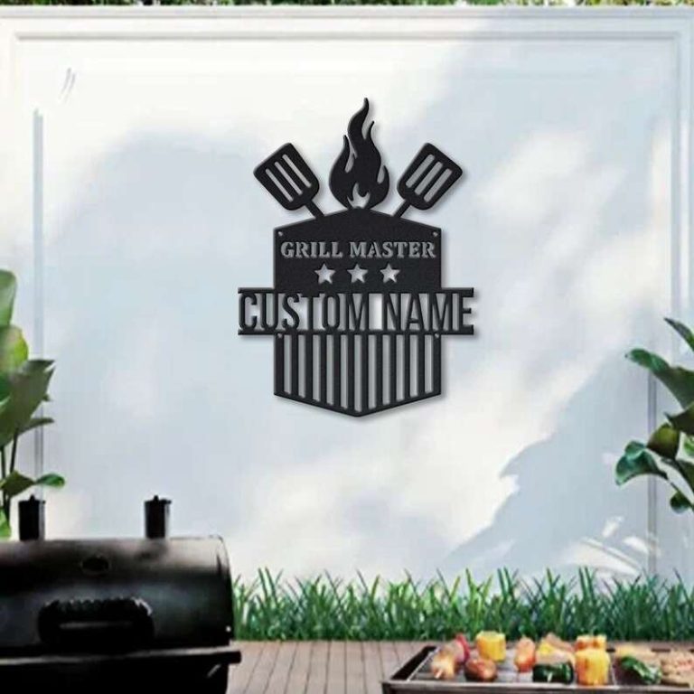 Grill Master BBQ Sign Custom Name BBQ Sign Grilling Gifts Fire Pit Sign ...