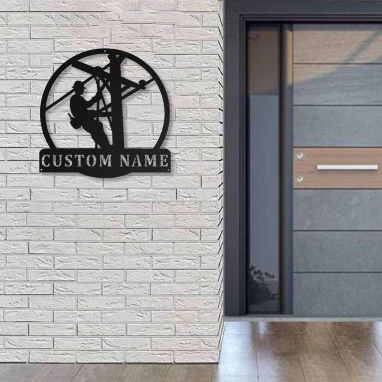 Lineman Monogram Job Gift LineWork Home Office Decor Custom Metal Sign ...