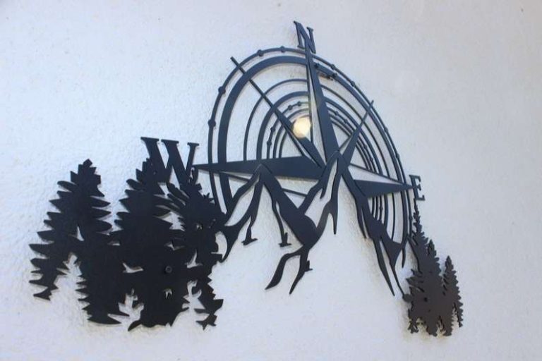 Mountain Compass Rose Metal Wall Art Mountain Scenery Home Living Decor ...