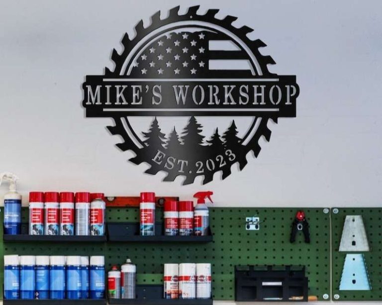 Personalized American Flag Workshop Sign Garage Sign Man Cave Decor Dad ...