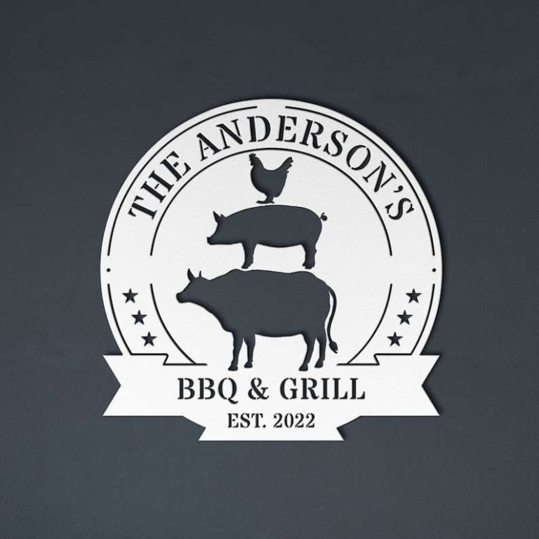 Personalized BBQ Sign Cow Pig Chicken Sign BBQ And Grill Custom Metal ...