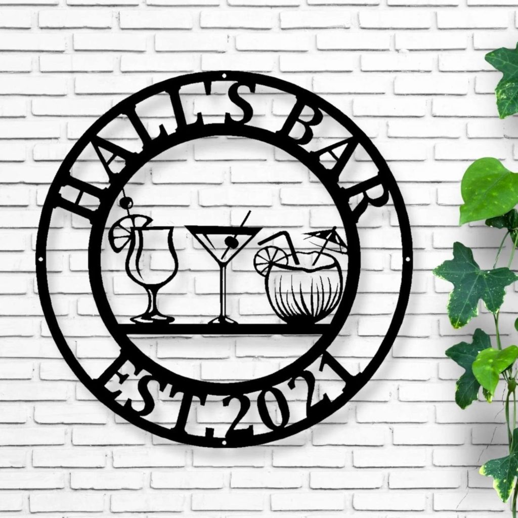 Personalized Bar Sign Grill Man Cave Sign Backyard Grill Metal Sign ...